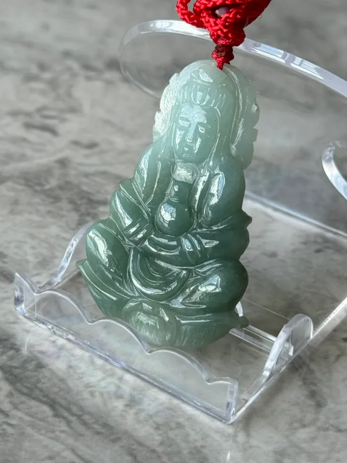 Type A Jadeite Jade Kwan Yin Pendant | Carving